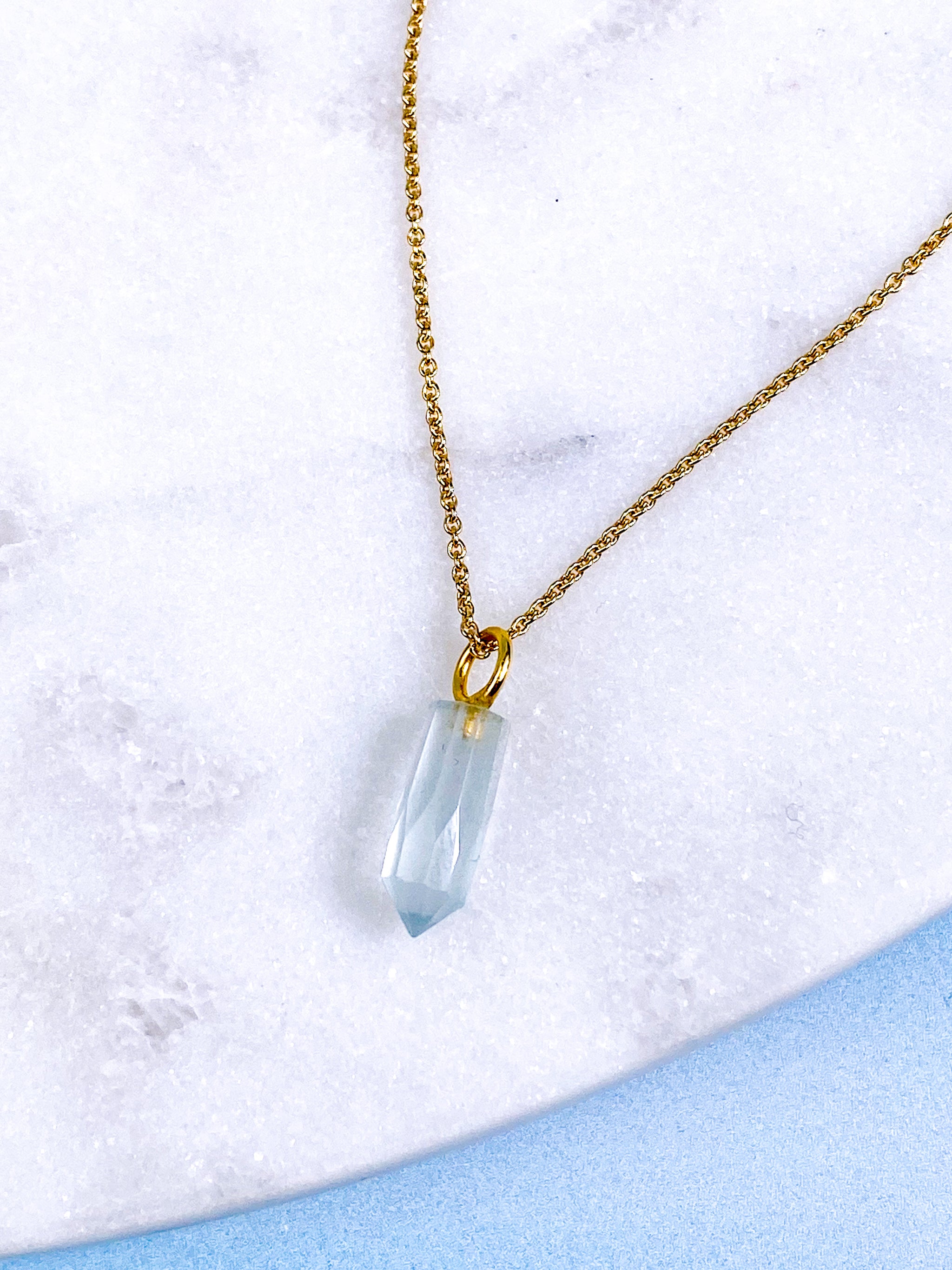 Akvamarin Spids Halskæde